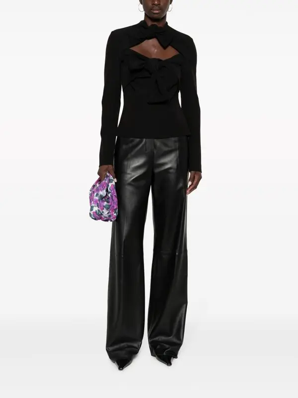 MSGM Bow-detail Long-sleeve Top - Black