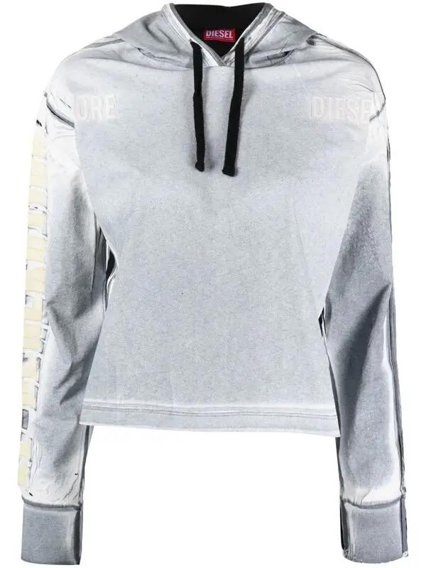 DIESEL F-carlye Logo-embroidered Cotton Hoodie - Grey