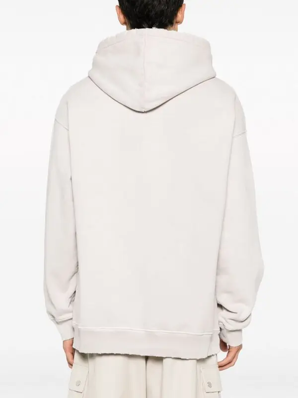 MSGM Tonal Logo-print Cotton Hoodie - Grey