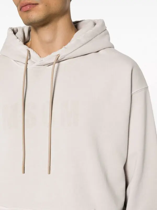 MSGM Tonal Logo-print Cotton Hoodie - Grey