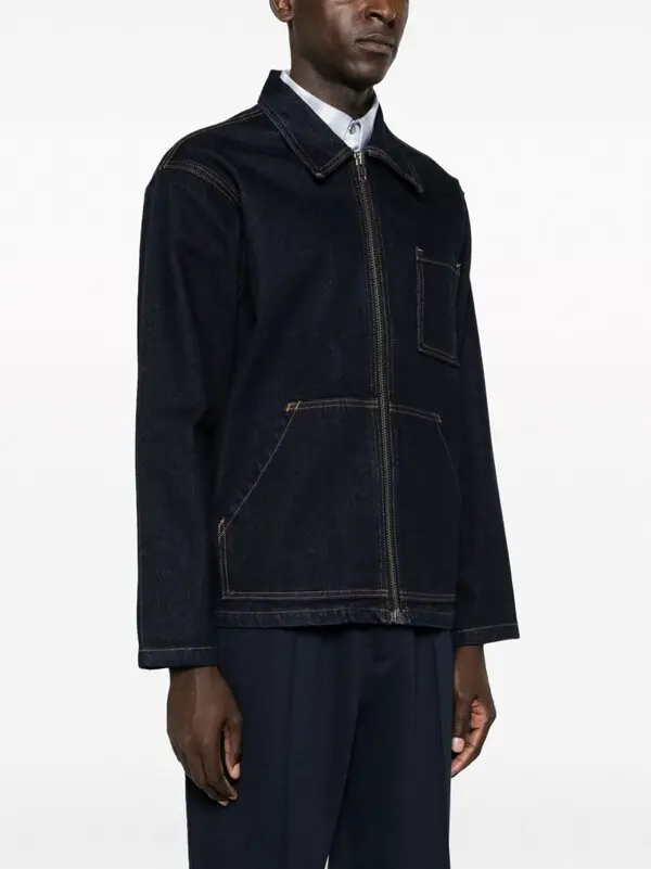 LEVI'S Contrast-stitching Zip-up Denim Jacket - Blue