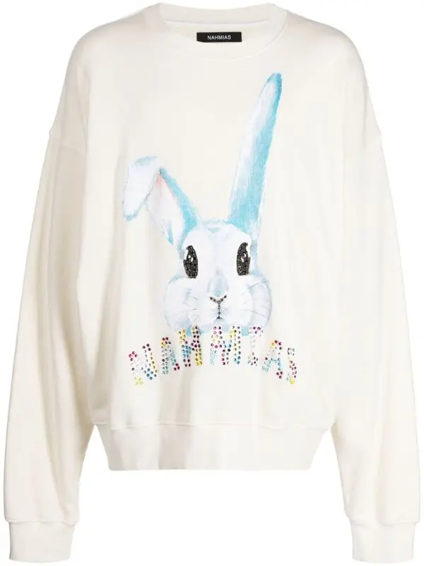 NAHMIAS Bunny-print Cotton Sweatshirt - Yellow