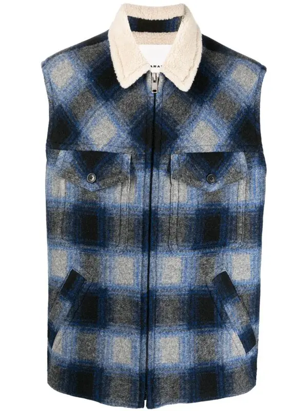 MARANT Kiran Checked Gilet - Blue