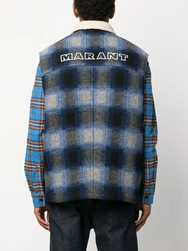 MARANT Kiran Checked Gilet - Blue