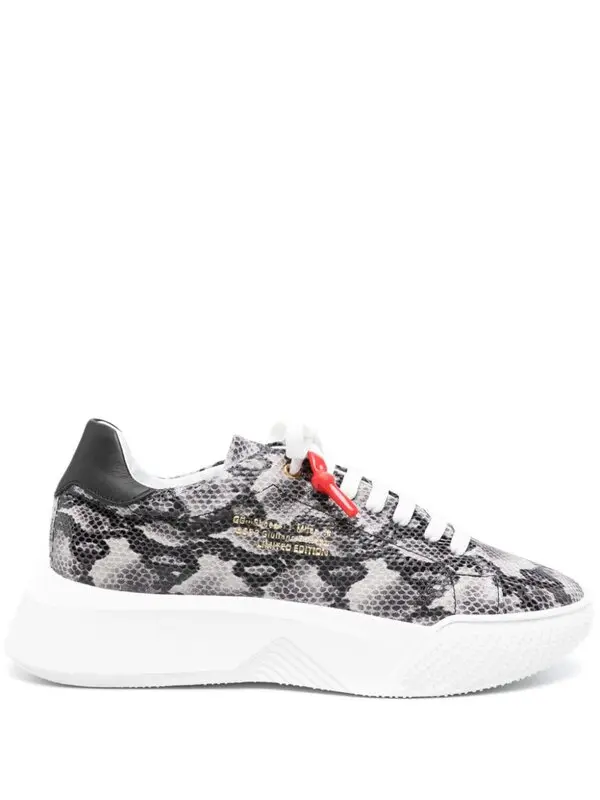 GIULIANO GALIANO Python-print Leather Sneakers - Black
