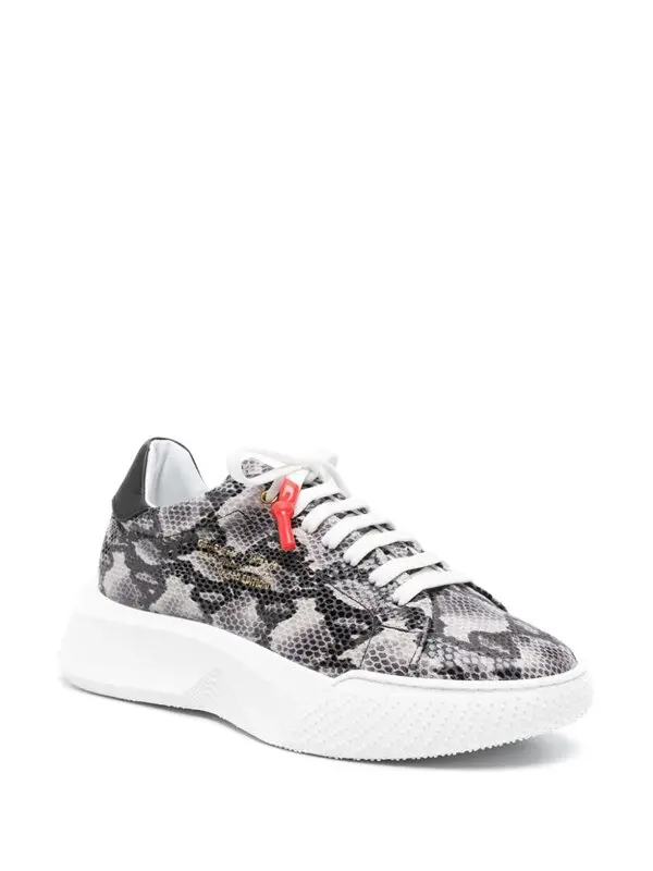 GIULIANO GALIANO Python-print Leather Sneakers - Black