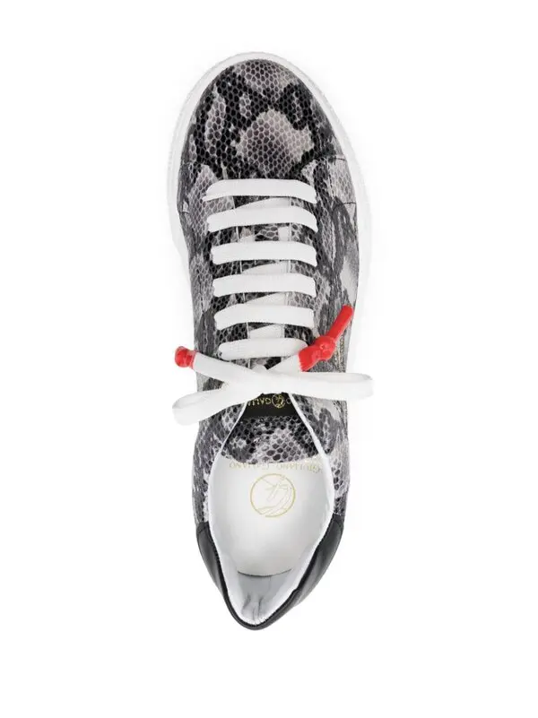 GIULIANO GALIANO Python-print Leather Sneakers - Black