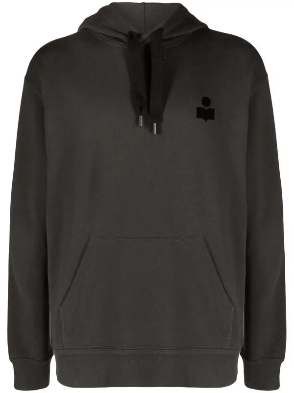 MARANT Isabel Appliqué Logo Drawstring Hoodie - Black