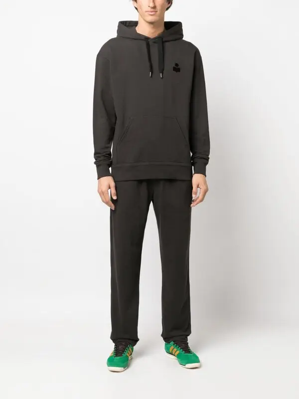 MARANT Isabel Appliqué Logo Drawstring Hoodie - Black