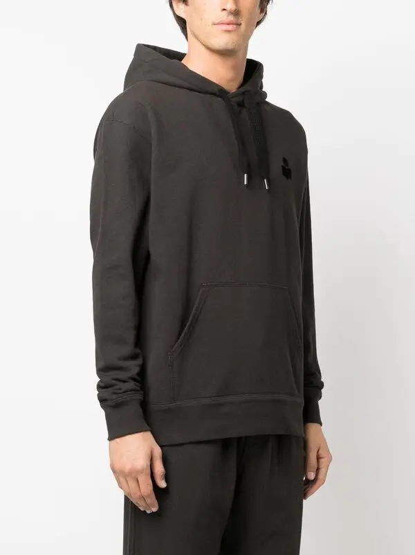 MARANT Isabel Appliqué Logo Drawstring Hoodie - Black