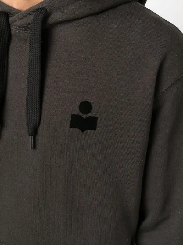 MARANT Isabel Appliqué Logo Drawstring Hoodie - Black