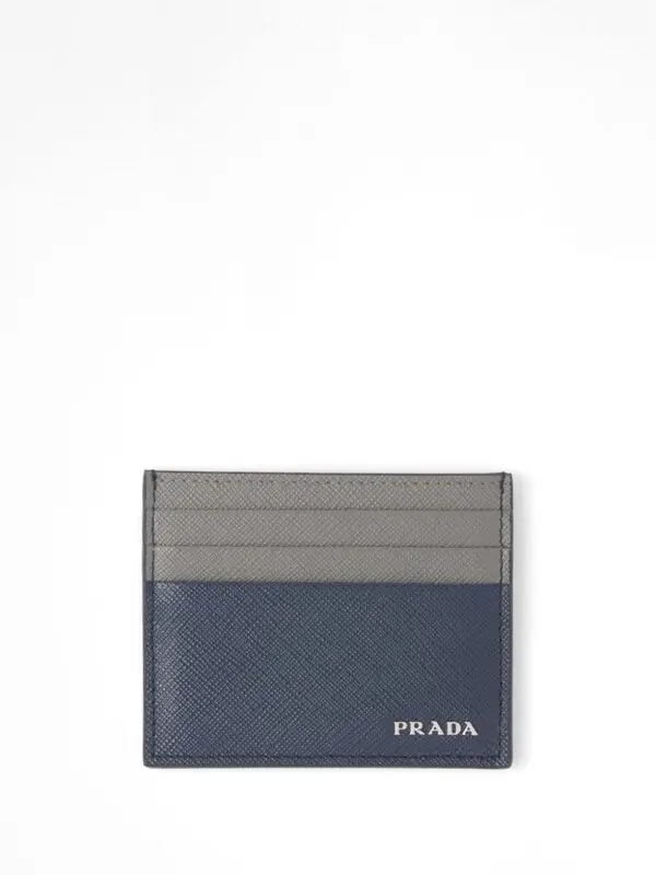 Prada Logo-plaque Leather Cardholder - Blue