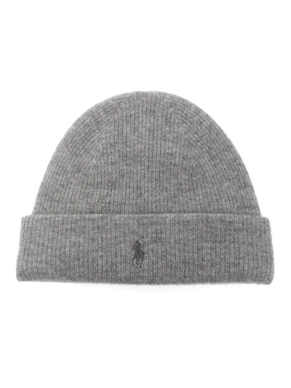 Ralph Lauren Polo Pony Cashmere Beanie - Grey