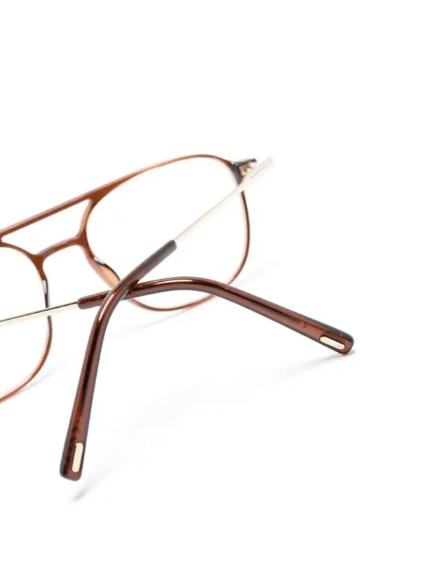 TOM FORD Tortoiseshell-effect Pilot-frame Glasses - Brown