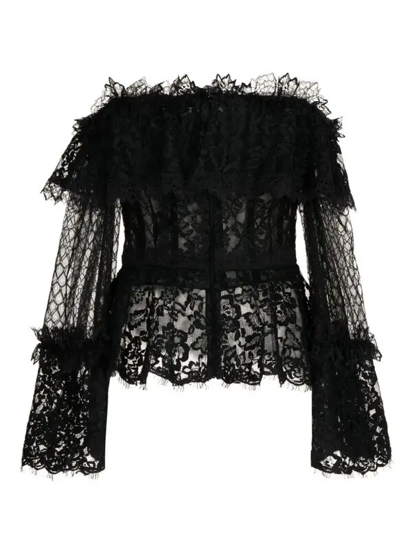 Zuhair Murad Floral-lace Peplum Blouse