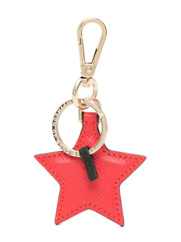 Smythson Star-pendant Leather Keyrings - Red
