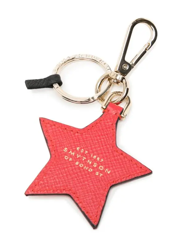 Smythson Star-pendant Leather Keyrings - Red