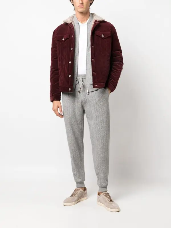 Brunello Cucinelli Striped Cashmere-blend Track Pants