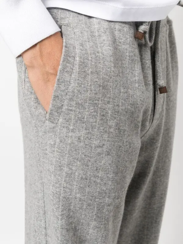 Brunello Cucinelli Striped Cashmere-blend Track Pants