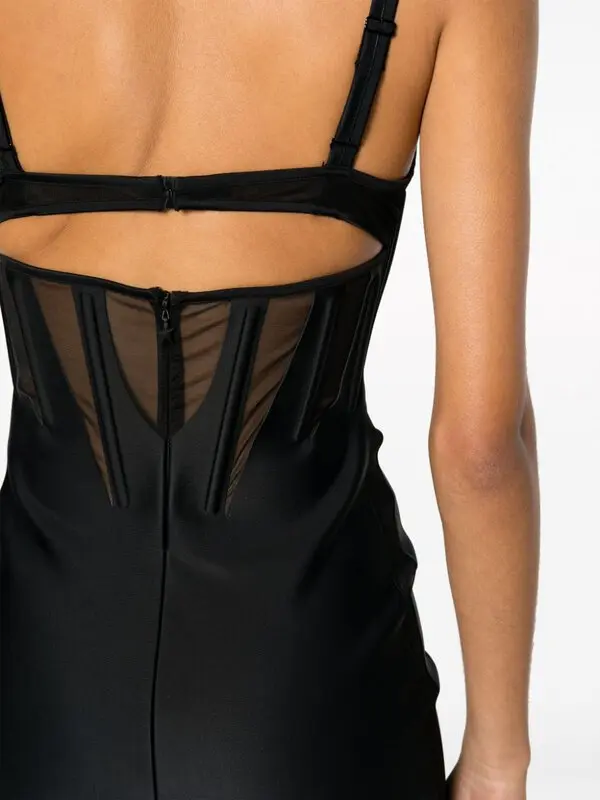 MUGLER Tulle-paneled Jersey Corset Minidress - Black