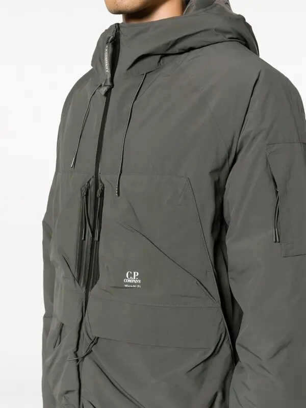 C.P. Company Micro-M Hooded Down Jacket In Green - 61% Off