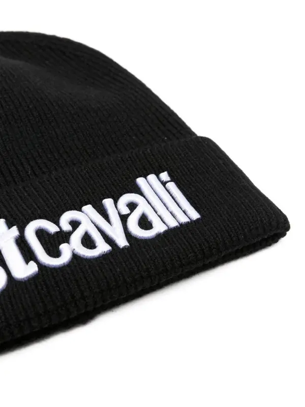 Just Cavalli Logo-embroidered Ribbed-knit Beanie