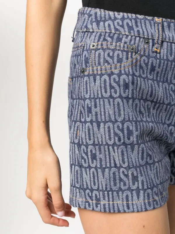 Moschino Monogram Jacquard Denim Shorts