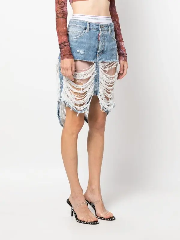 Dsquared2 Distressed Denim Skirt