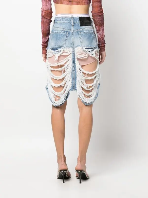 Dsquared2 Distressed Denim Skirt
