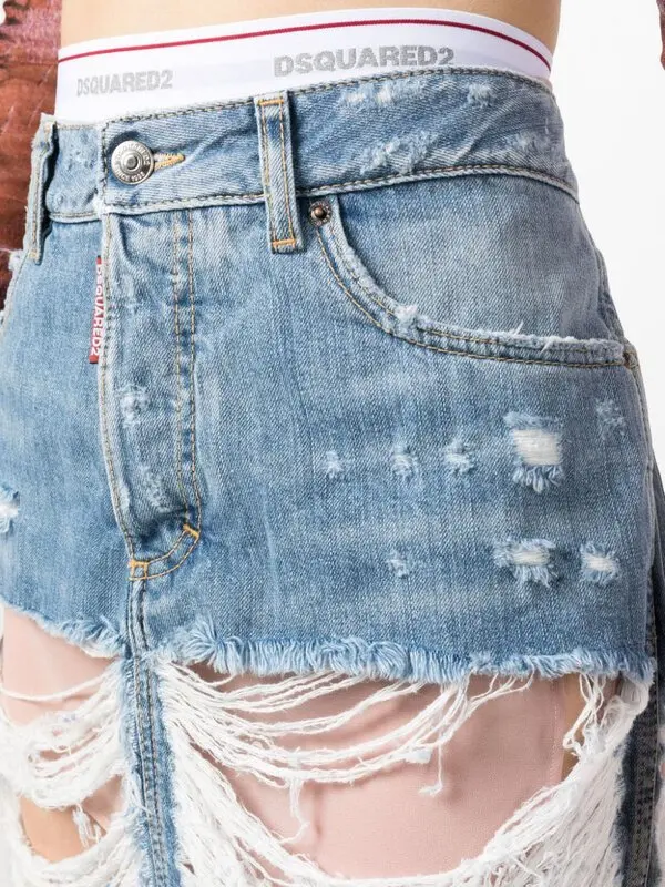 Dsquared2 Distressed Denim Skirt