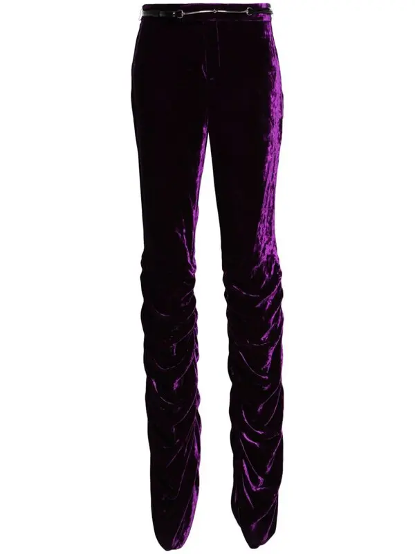 Gucci Low-rise Slim-fit Velvet Trousers - Purple