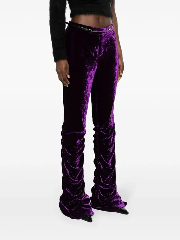 Gucci Low-rise Slim-fit Velvet Trousers - Purple