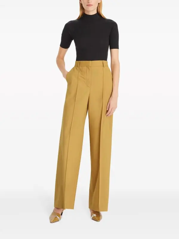 Tory Burch Wide-leg Wool Trousers - Yellow
