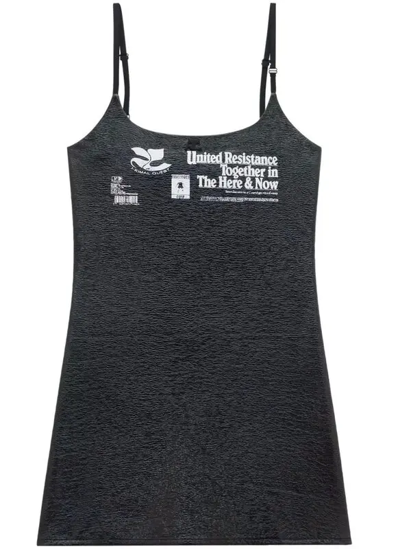 COURREGES Text-print Textured Minidress - Black