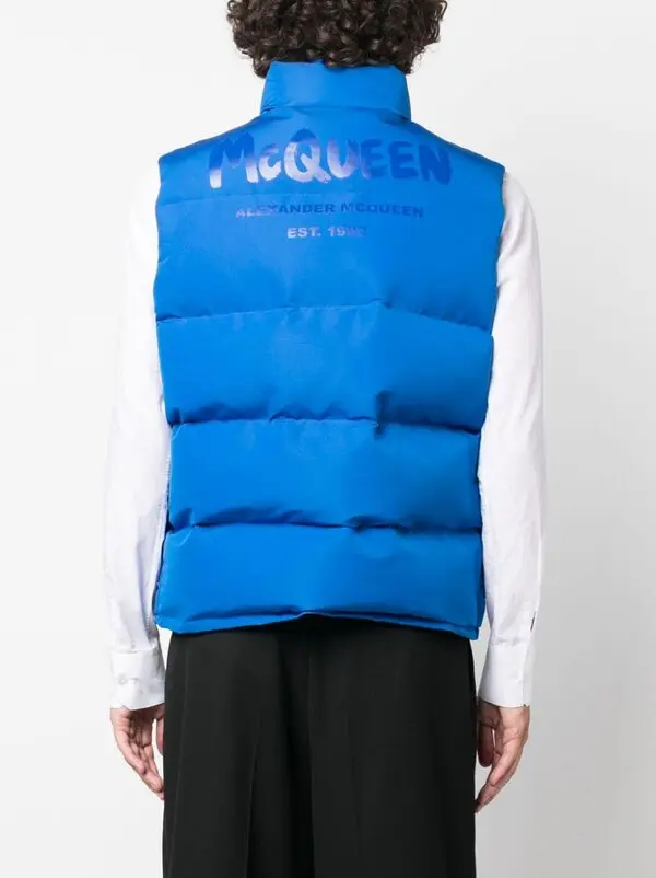 Alexander McQueen Graffiti Logo-print Gilet - Blue