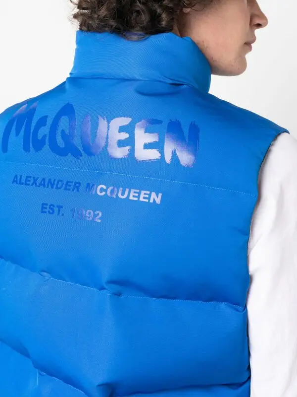 Alexander McQueen Graffiti Logo-print Gilet - Blue