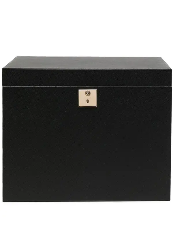 Smythson Panama Leather Jewellery Box - Black
