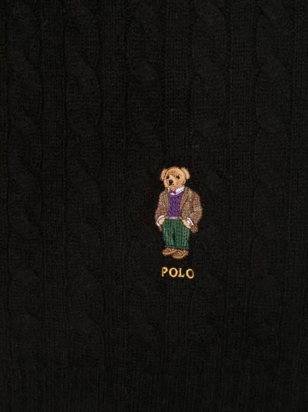 Polo Ralph Lauren Polo Bear Cable-knit Scarf - Black