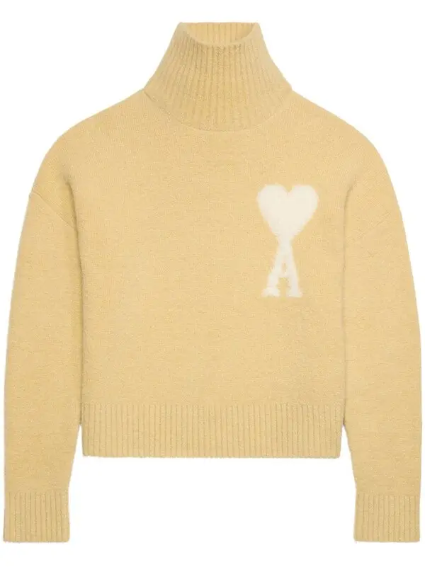 AMI Paris Cloudy Wool De Coeur Jumper - Neutrals