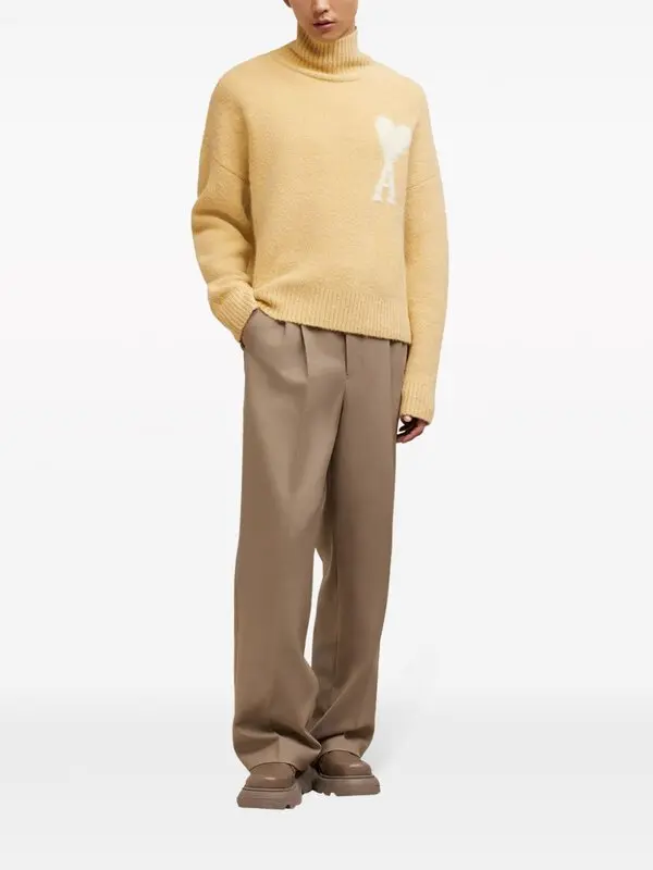 AMI Paris Cloudy Wool De Coeur Jumper - Neutrals