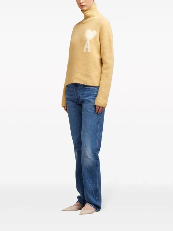AMI Paris Cloudy Wool De Coeur Jumper - Neutrals
