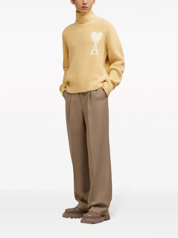 AMI Paris Cloudy Wool De Coeur Jumper - Neutrals