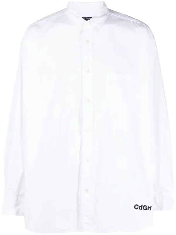 Comme Des Garçons Logo-patch Cotton Shirt - White