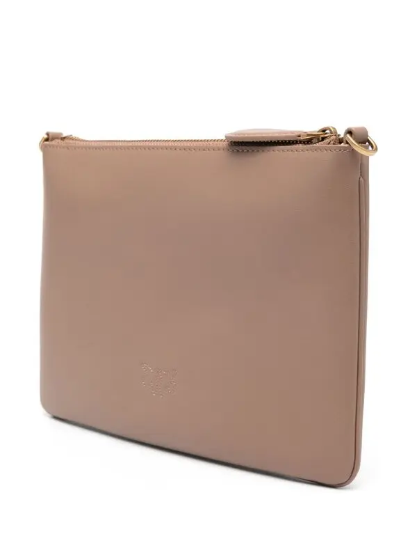 Pinko Love Birds Plaque Leather Crossbody Bag - Neutrals
