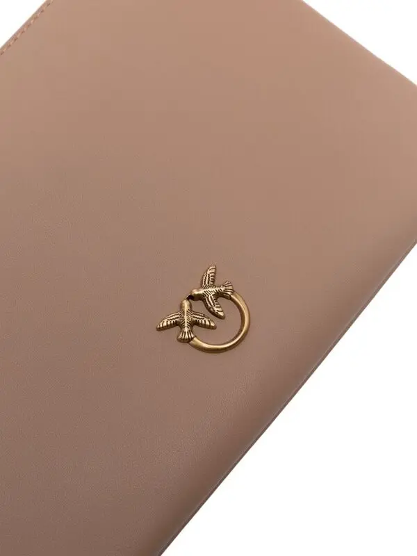 Pinko Love Birds Plaque Leather Crossbody Bag - Neutrals