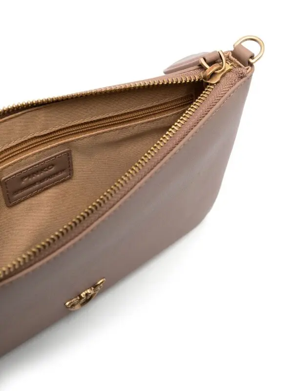Pinko Love Birds Plaque Leather Crossbody Bag - Neutrals
