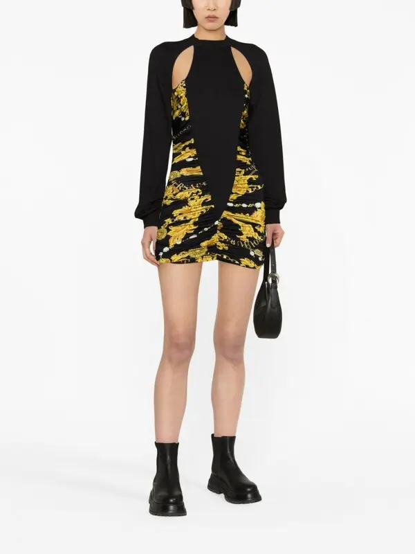 Versace Logo-print Cut-out Minidress