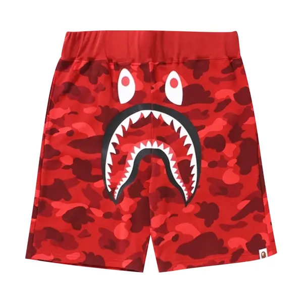 BAPE Camo Shark Sweat Shorts - Red