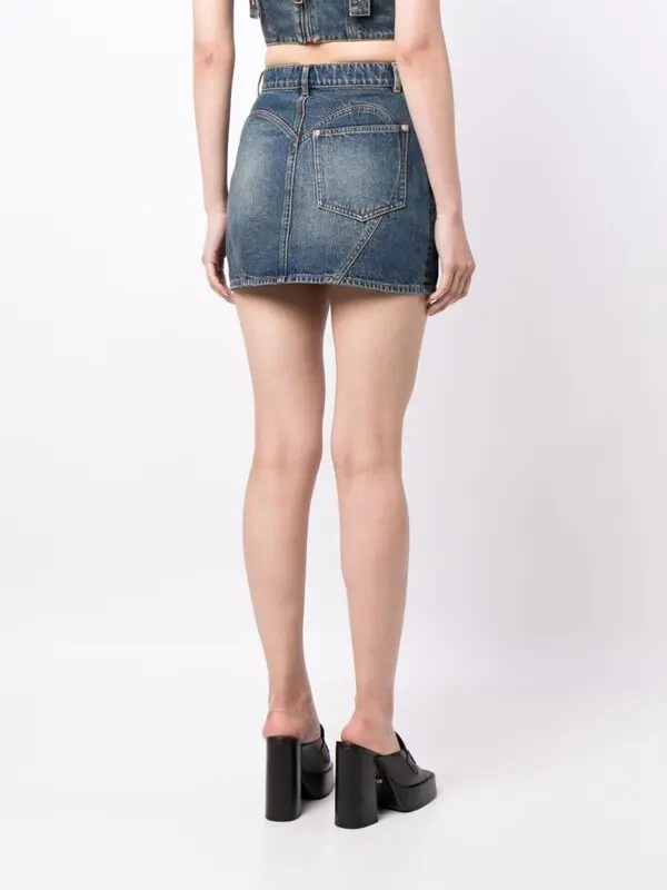 AREA Claw Cut Denim Miniskirt