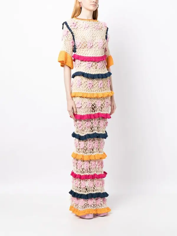 Celiab Capri Crochet-Knit Axi Dress In Multicolour - 25% Off | Editorialist